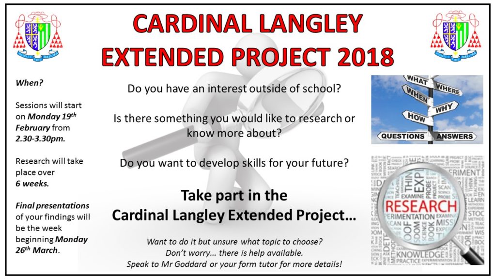 Cardinal Langley Extended Project 2018 - Cardinal Langley RC High School
