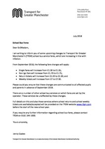 Schools fares letter 2018 - Cardinal Langley RC High School